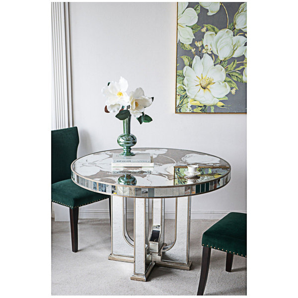 Mercer41 Round Dining Table With Elegant Floral Design | Wayfair